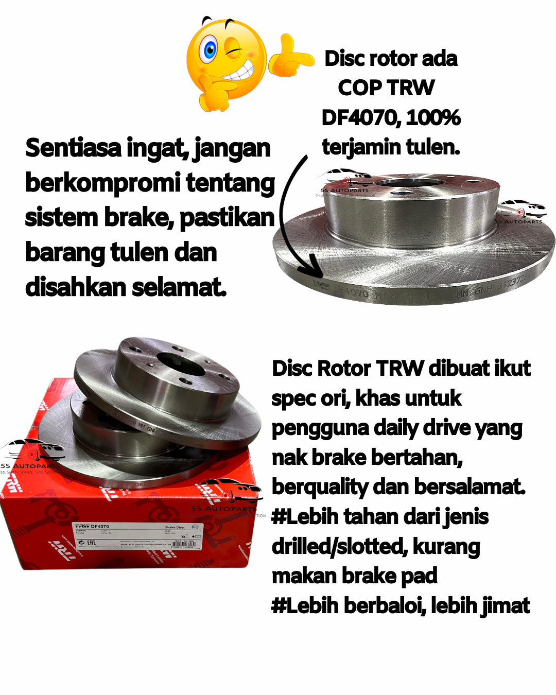 TRW Perodua Viva / Kelisa / Kenari Front (Depan) Disc Rotor (Single ...