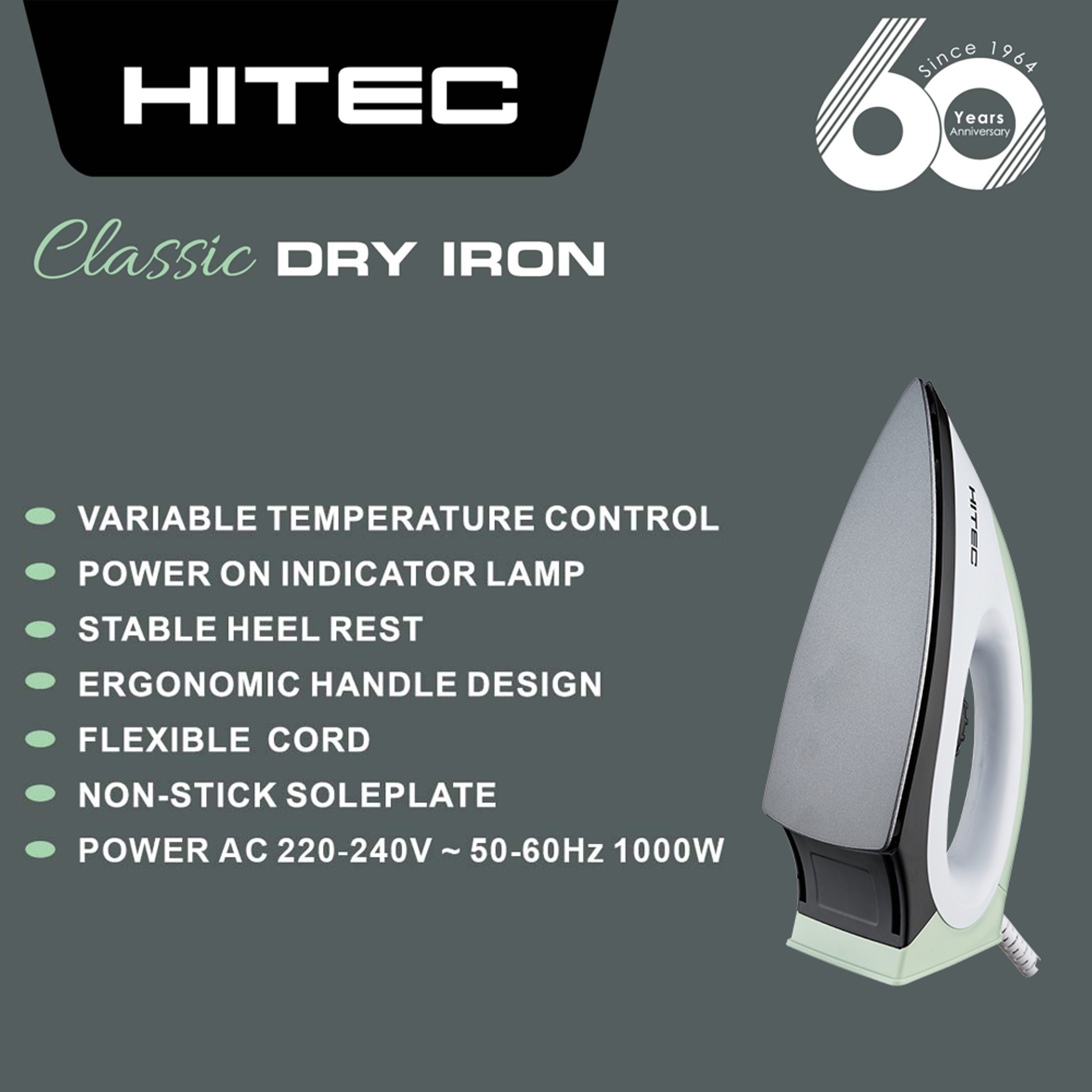 HITEC Electric Dry Iron 1000W HTI-3188D | Shopee Malaysia