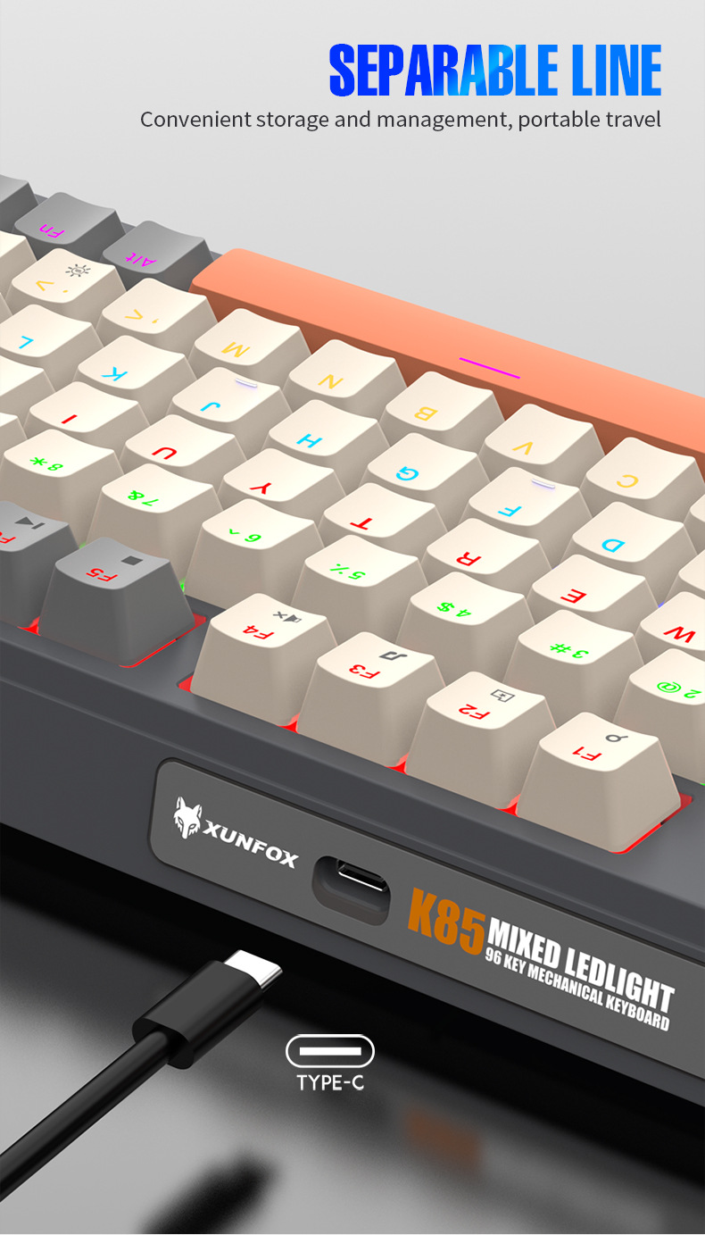 XUNFOX K85 HOTSWAPABLE SWITCH & CAP 96 KEYS WITH VOLUME CONTROL 2 TONE ...