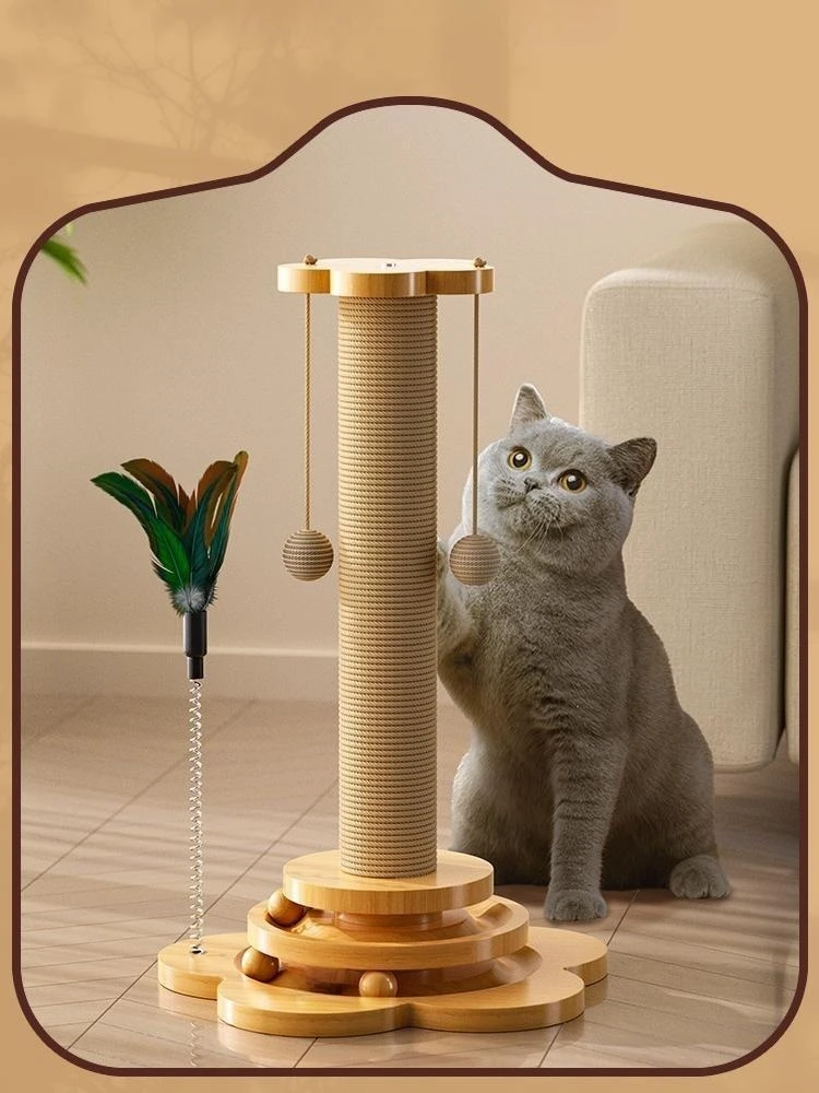 Wooden cat scratching pole cat scratch cat tree cat play cat tease cat ...
