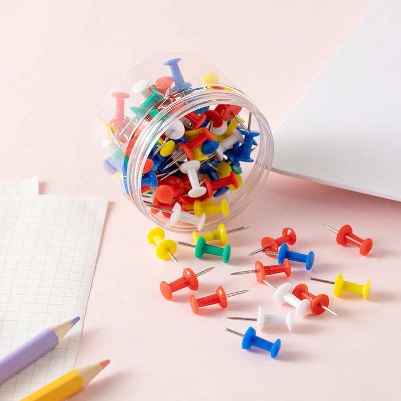 🇲🇾v50pcs/100pcs/ 22mm Colourful Push Pins / corkboard / soft board nail ...