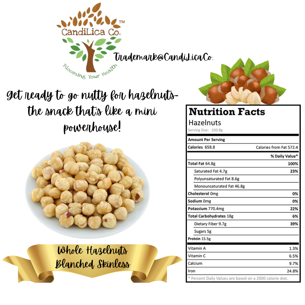 CandiLica Co. Premium Imported Whole Hazelnuts Blanched Skinless ...