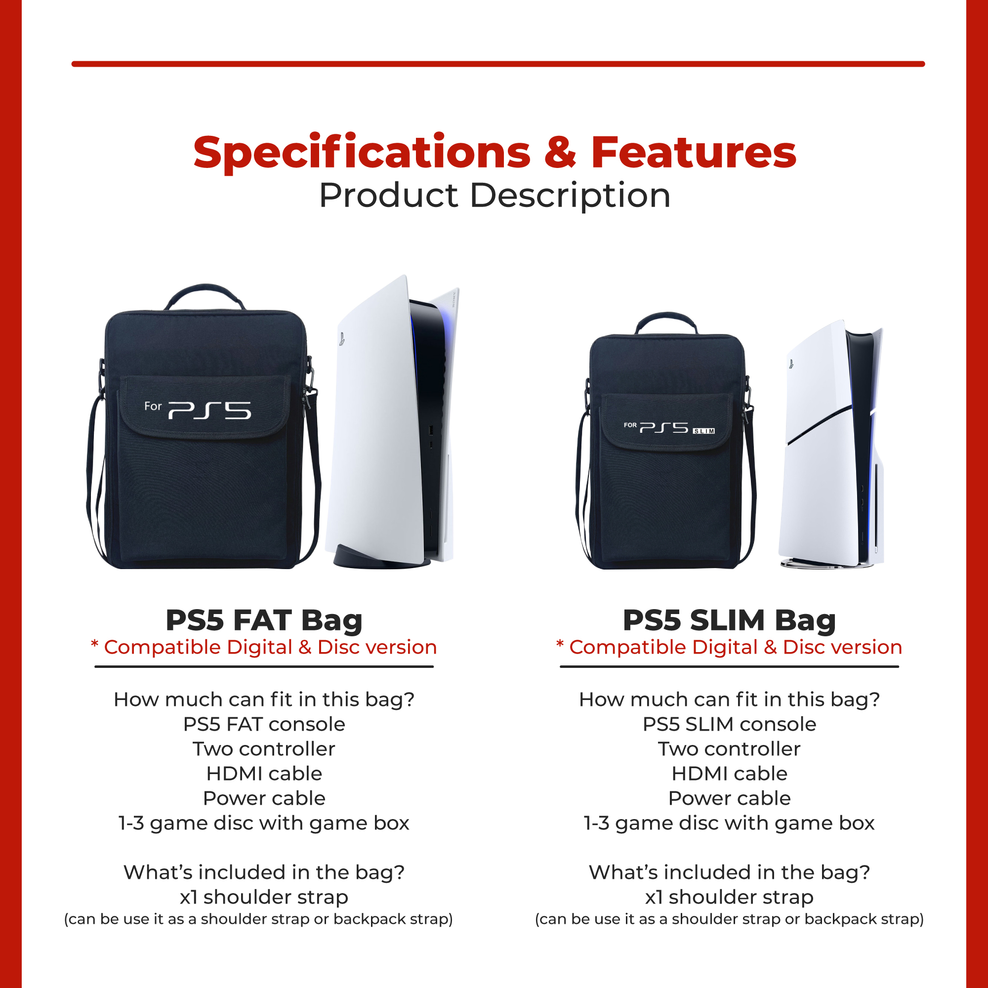 PS5 FAT/ SLIM Travel Bag Portable Protection Backpack For PS5 Gaming ...
