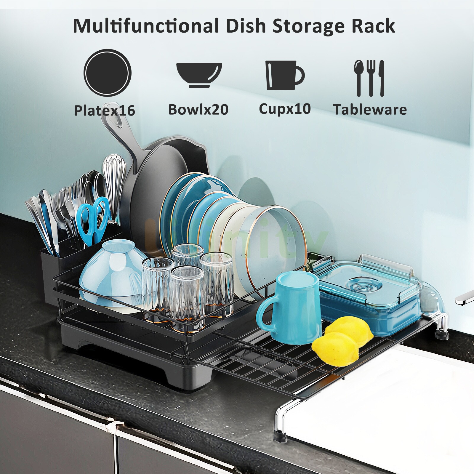 GSlife⭐Adjustable⭐2 In 1 Dish Rack Kitchen Countertop Plate Rack Rak ...