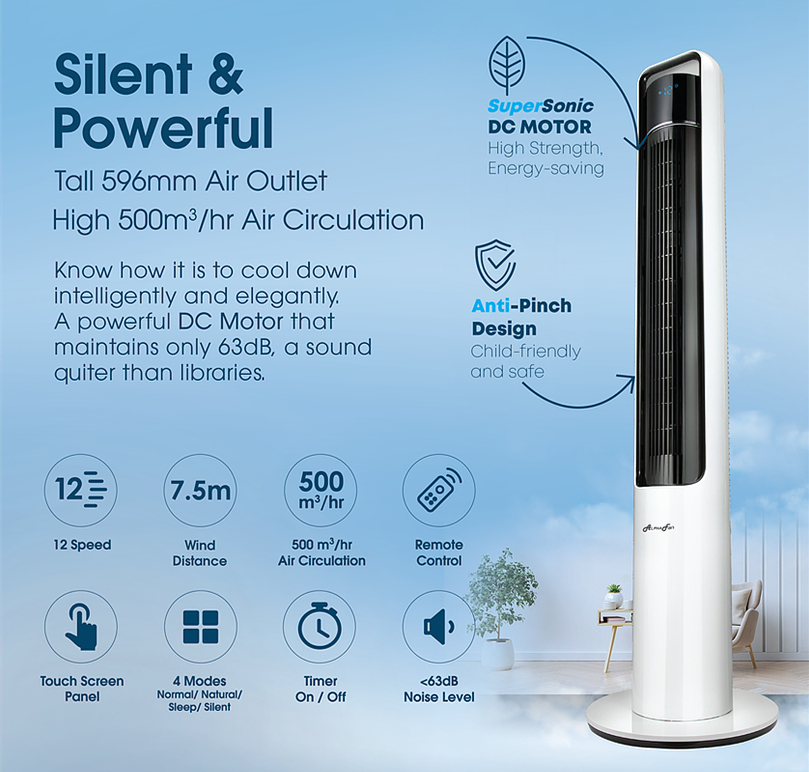 [Free Shipping] Alpha BREEZ Premium Tower Fan with DC Motor | BREEZ ...