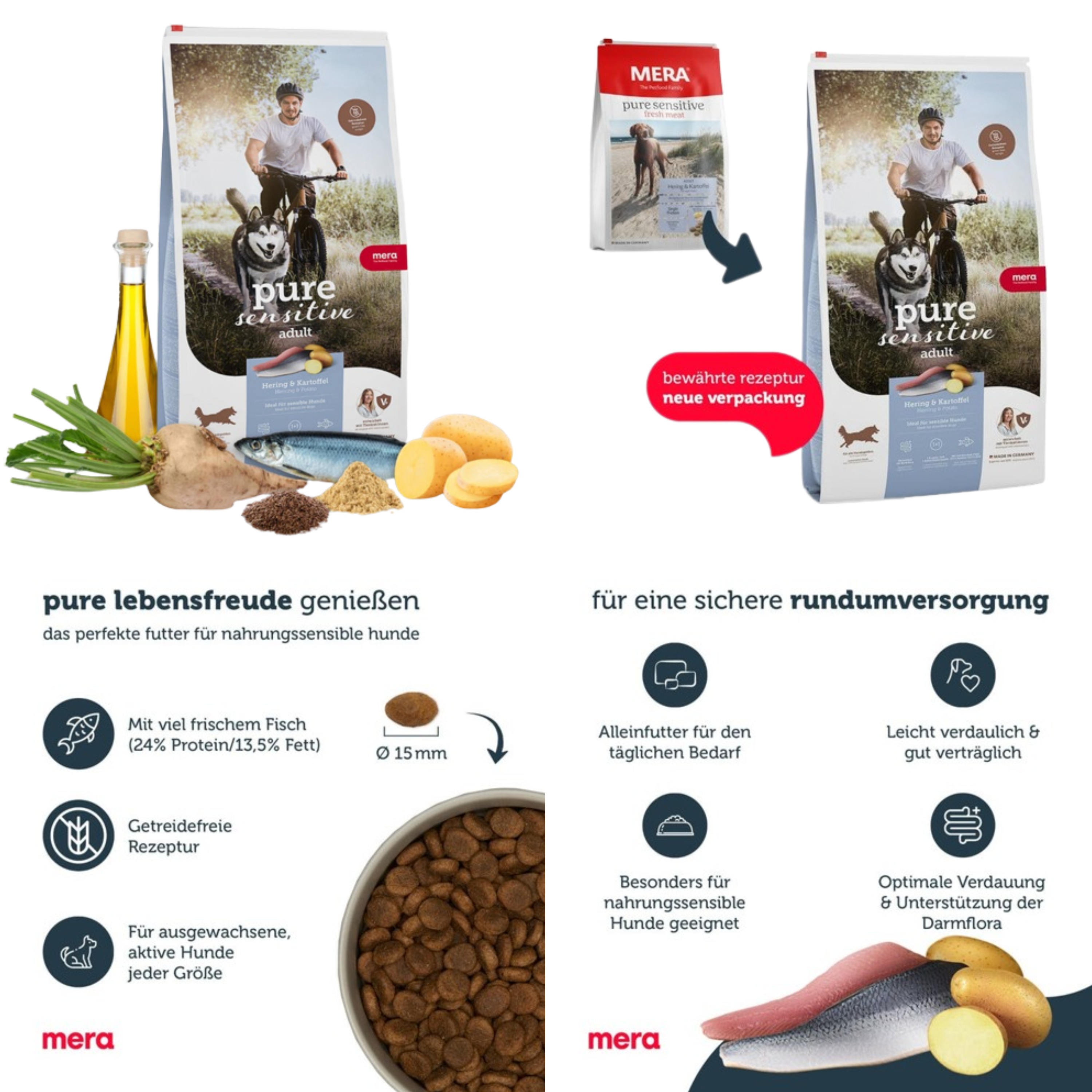 MERA Pure Sensitive Junior Turkey&Rice/Adult Lamb&Rice/Salmon&Rice ...