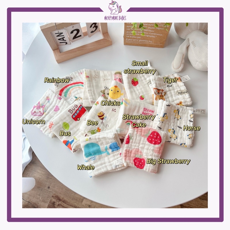 🔥Ready Stock🔥Newborn Baby Girl Boy 6 layer Cotton Handkerchief 25cm x ...