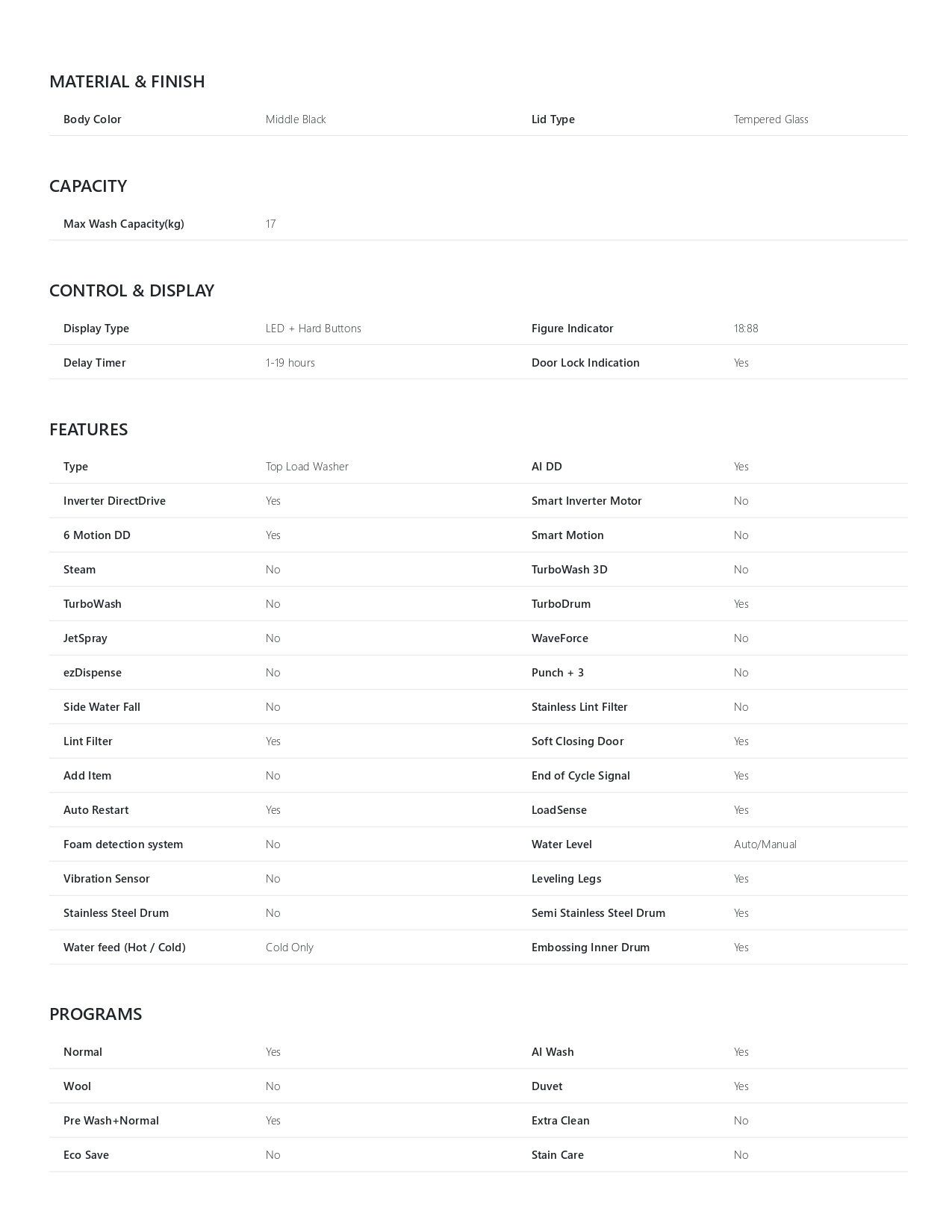 LG 17kg Top Load Washer with 6 Motion AI DIrect Drive Turbo Drum Scent+ ...