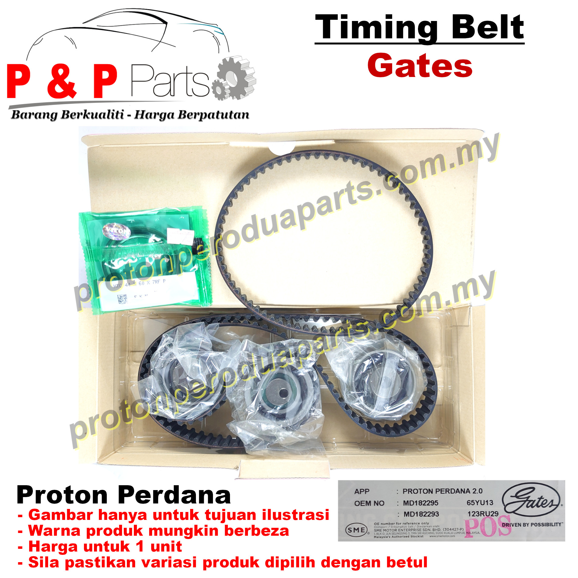 Gates Timing Belt Kit Set for Proton Perdana 2.0 4G63 E55 V6 6A12 E54 ...