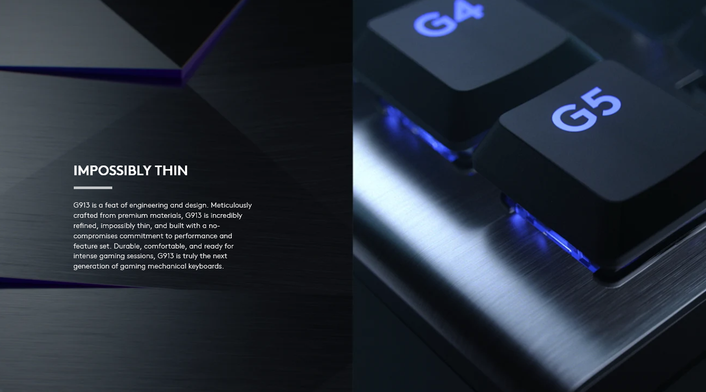 Logitech G913 LIGHTSPEED Wireless RGB Mechanical Gaming Keyboard | Low ...