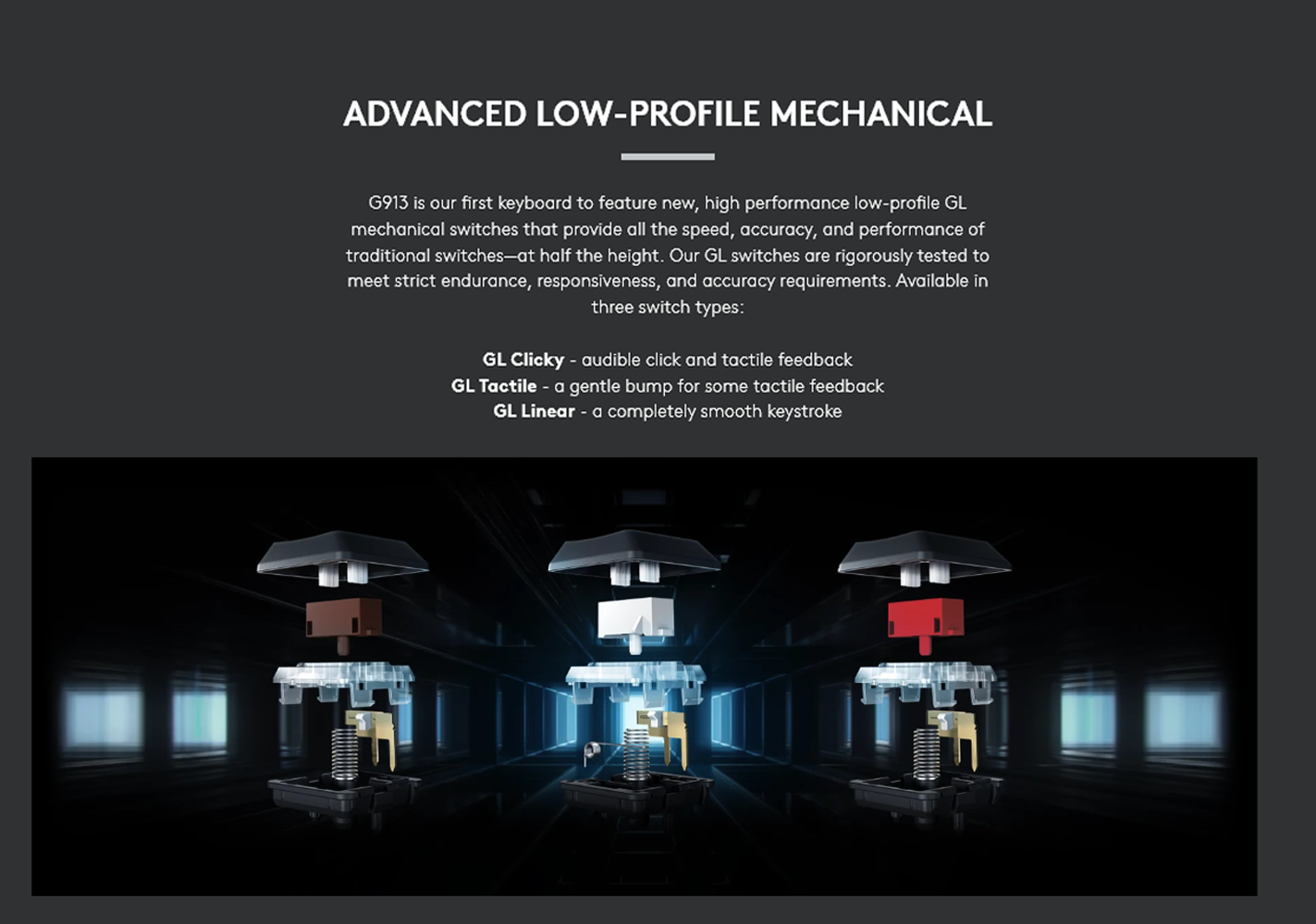 Logitech G913 LIGHTSPEED Wireless RGB Mechanical Gaming Keyboard | Low ...