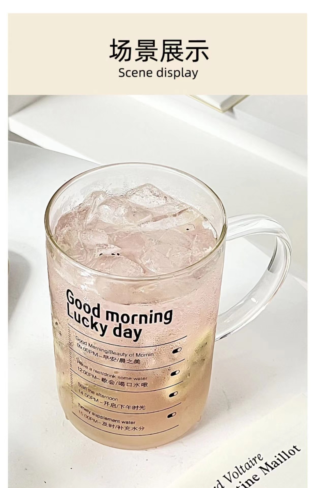 Ins Style 1000ml Glass Cups With Lid And Straw Cute Coffee Mugs Big ...