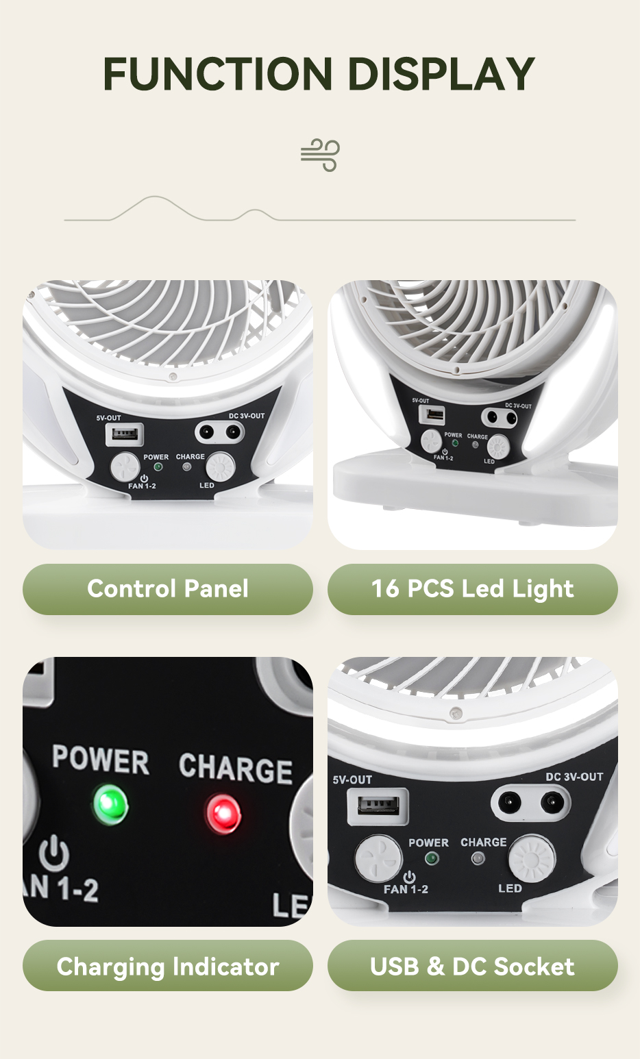 Fan Solar Kipas Solar Outdoor With Lights Kipas Aircond 2Nd Gear Wind ...