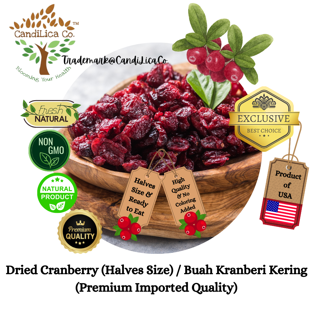Dried Cranberry Halves | Kranberi Kering Separuh | 蔓越莓干切半 – CandiLica ...