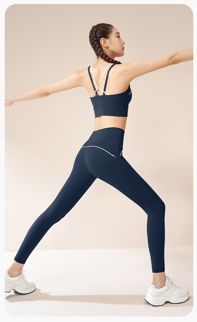 LYCRA Women Contrast Trim Cross Thin Strap Sports Bra for Pilates ...