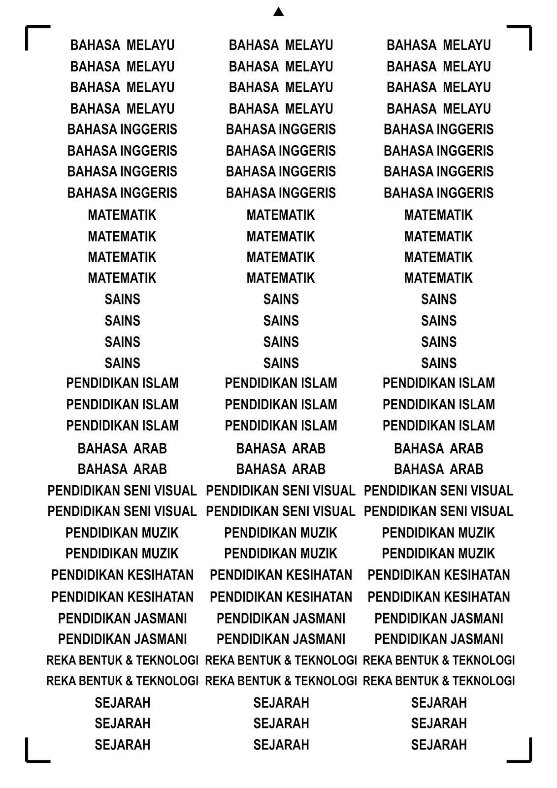 Sticker Perkara Subjek Label Mata Pelajaran Guru Sekolah Buku Murid ...