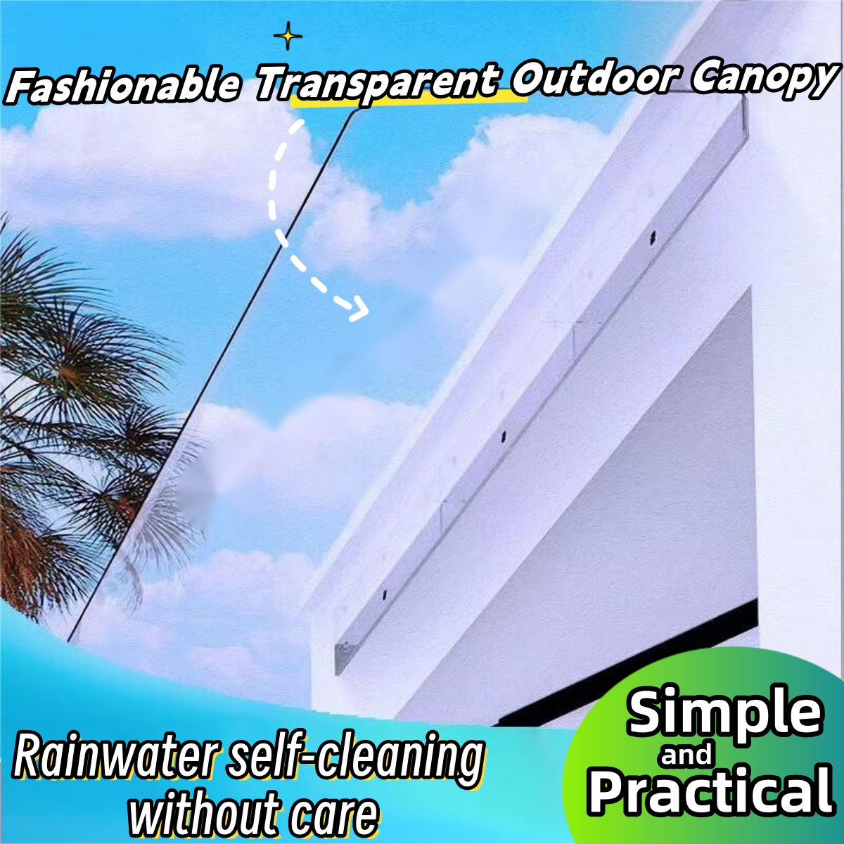 Balcony Rain Cover Outdoor Canopy Transparent Canopy Unsupported Eaves ...