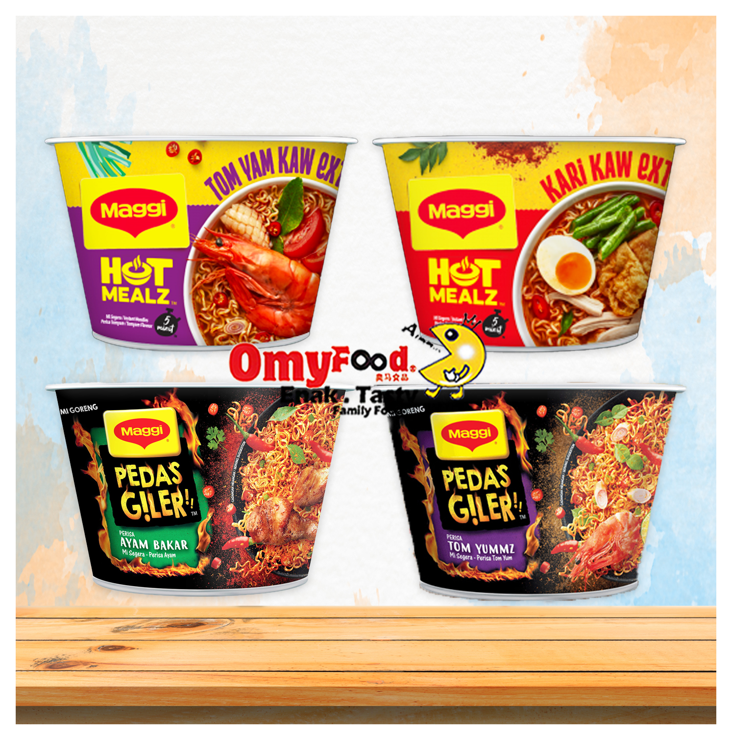 90g / 93g / 96g Maggi Hot Mealz Intant Noodles [Curry / Tom Yam], Maggi Pedas Giler [Rosted ...