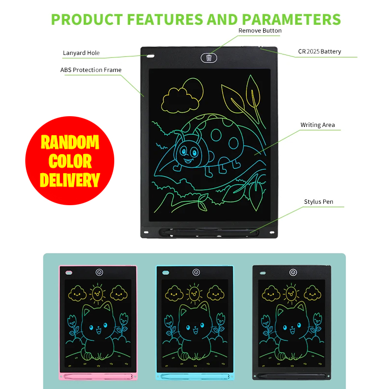 Kids Writing Pad Colorful Screen Drawing Tablet 8.5 - 12 inch / 1 Click ...