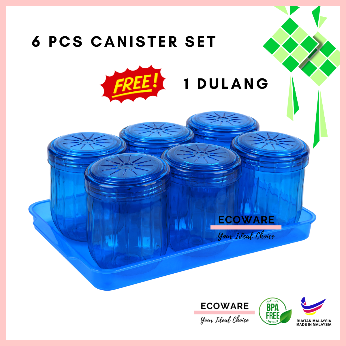 BakingPanda 6pcs Set Bekas Kuih Raya Set / Cookies Container Set ...