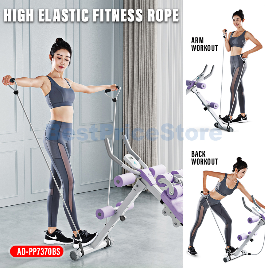 BPS 2in1 Foldable Power Plank Sit Up Ab Tummy Trimmer Roller Shaper ...