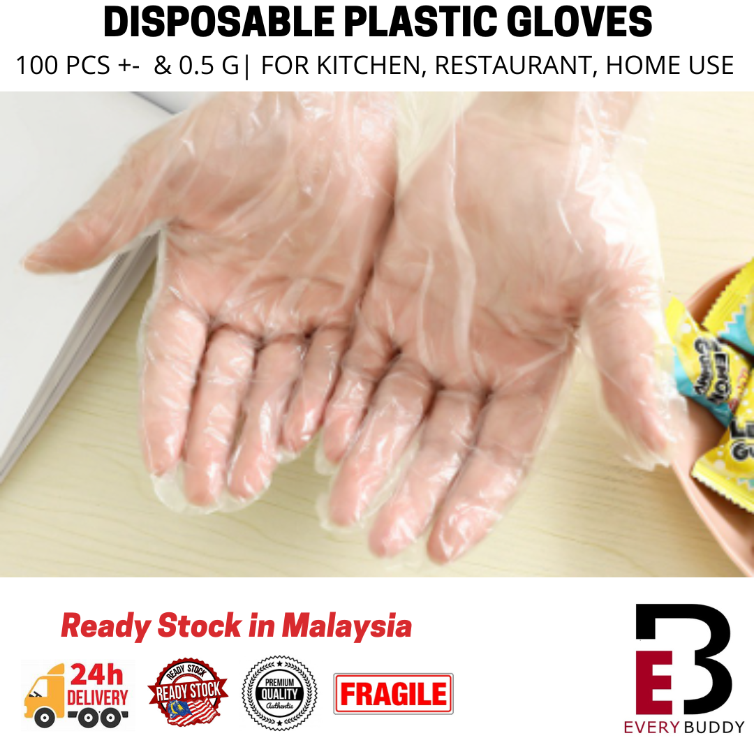100PCS Free size Disposable Plastic Hand Gloves Individual Pack Free ...