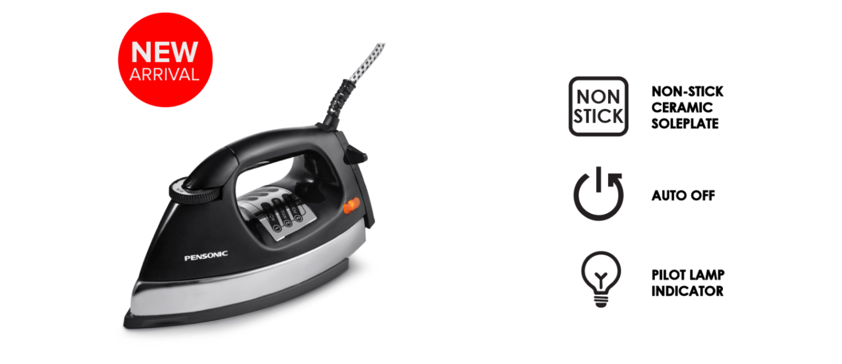 Pensonic Faber 2.0KG Heavy Dry Iron Ceramic Non Stick 1200W Seterika ...