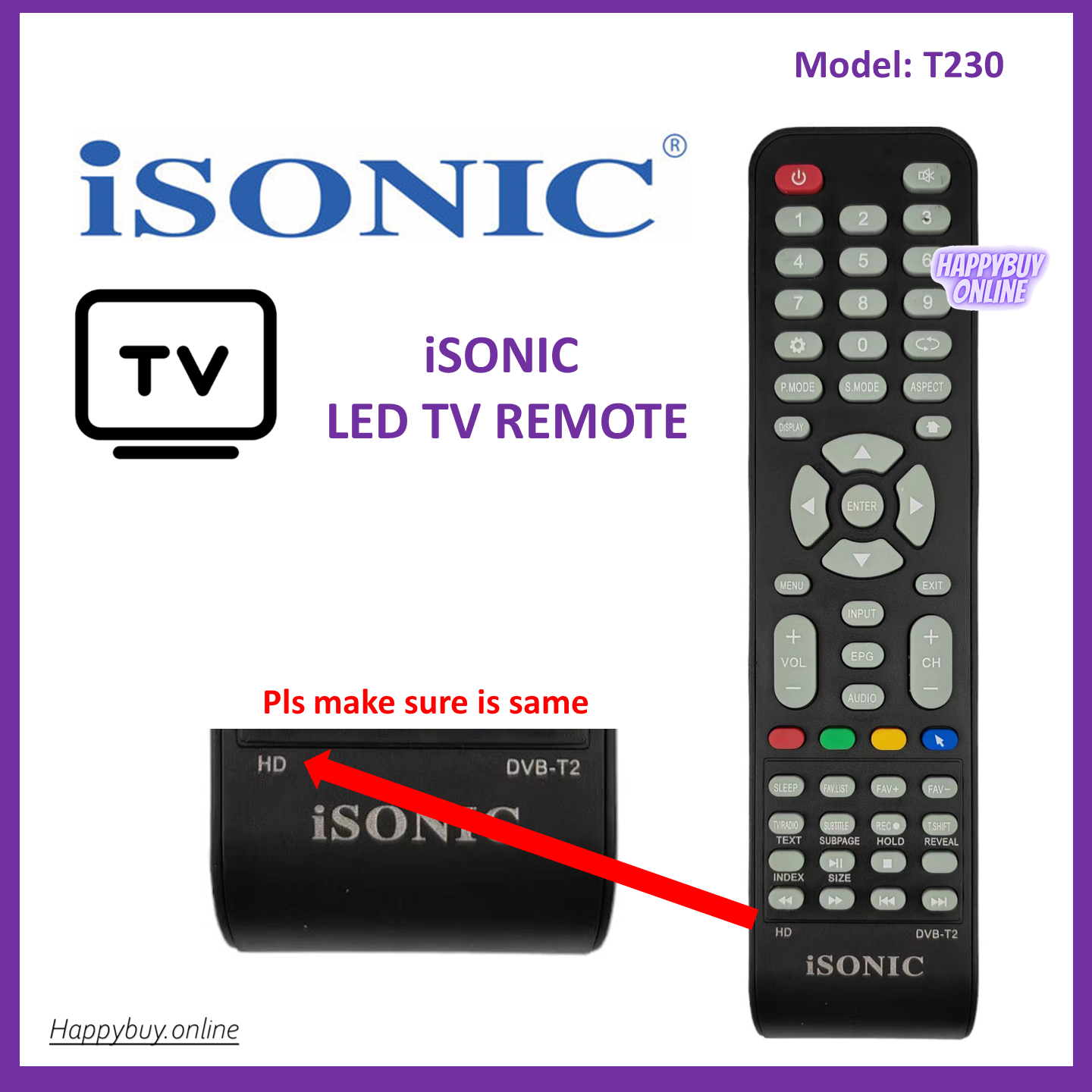 iSONIC LED TV Remote Control iSONIC Premium Quality Replacement Remote ...