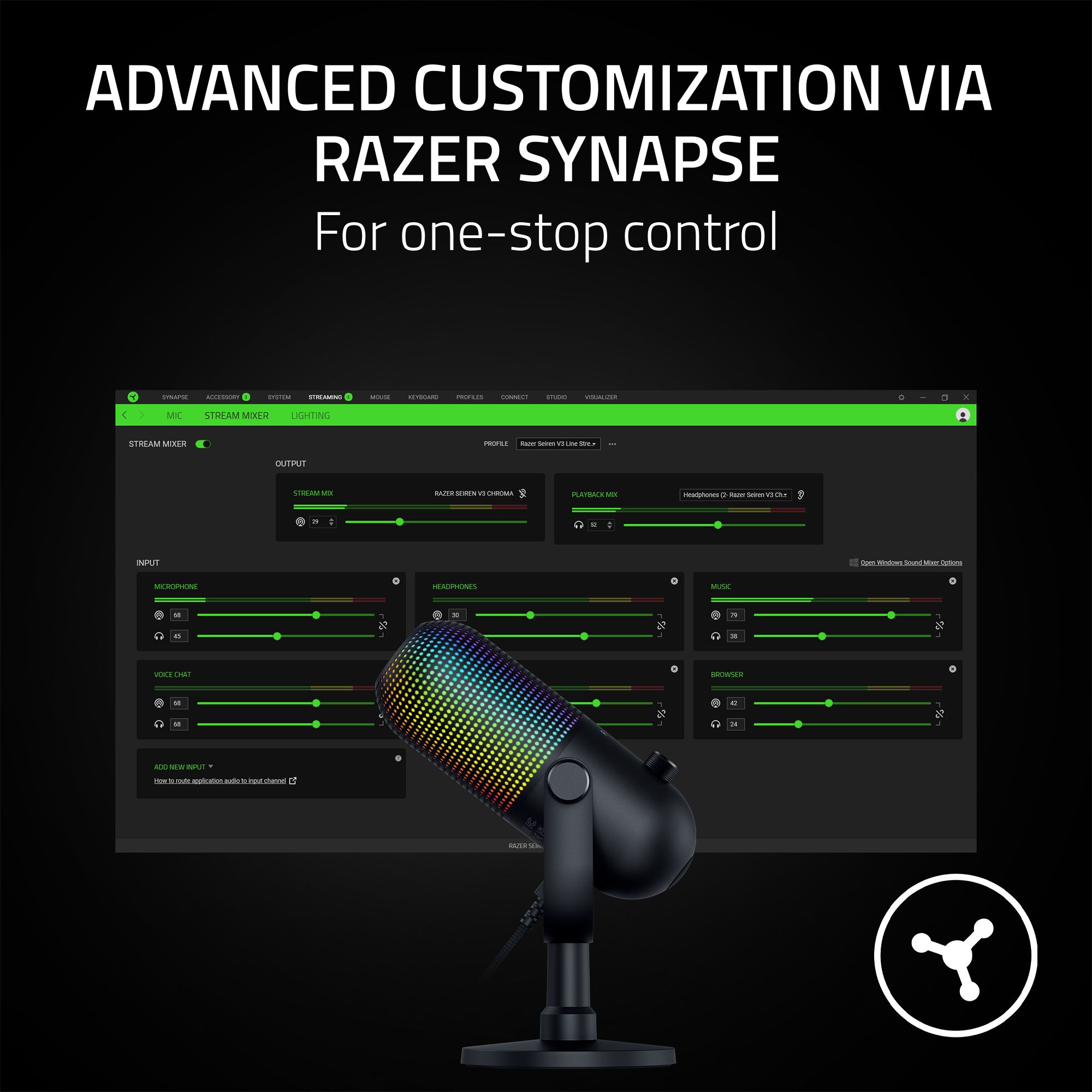 Razer Seiren V3 Chroma RGB Microphone | Condenser Mic Tap-to-Mute ...