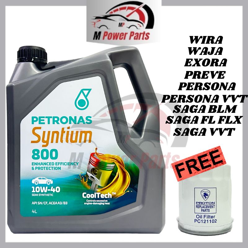 PETRONAS Syntium 800 Engine Oil 10w-40 10w40 Free Oil Filter Proton ...