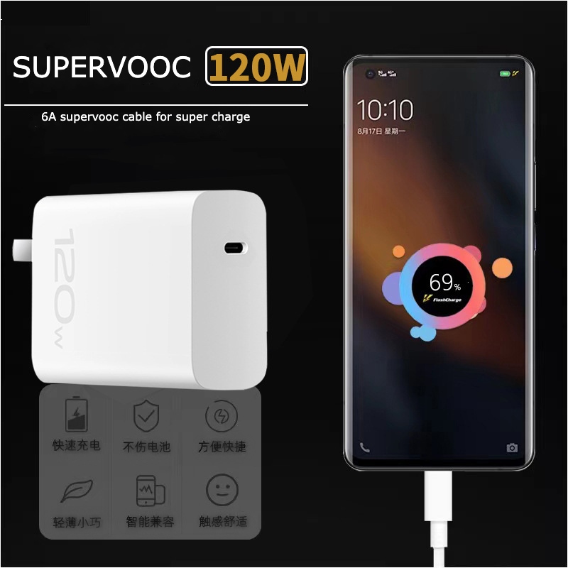 120W iQOO USB to USB C Type C Flash Charge Power Adapter Fast Charging ...