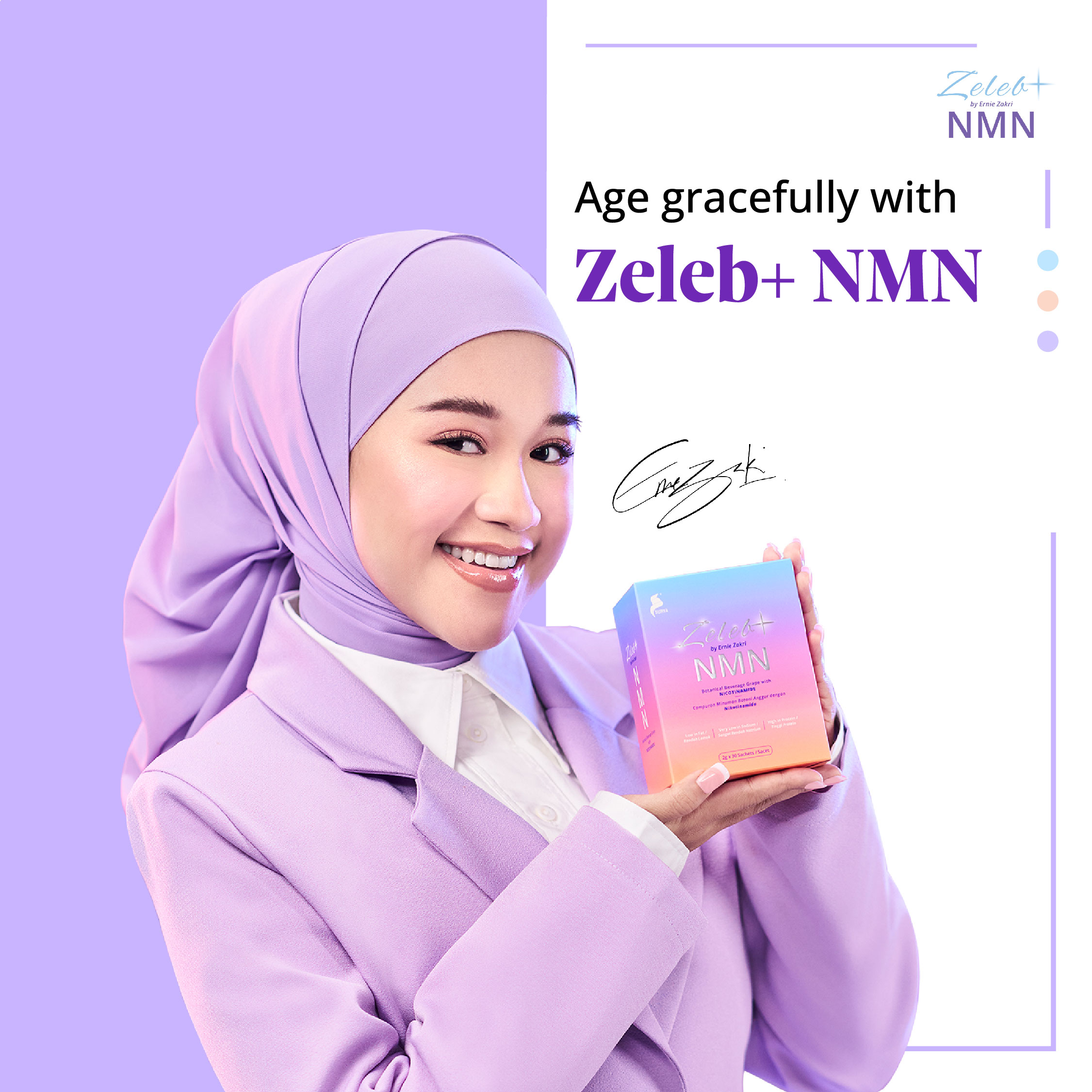 Zeleb+ NMN (7/14/30 Sachets) 250mg of 99% Pure NMN (For Elevate Energy, Slow Down Aging, Improve ...