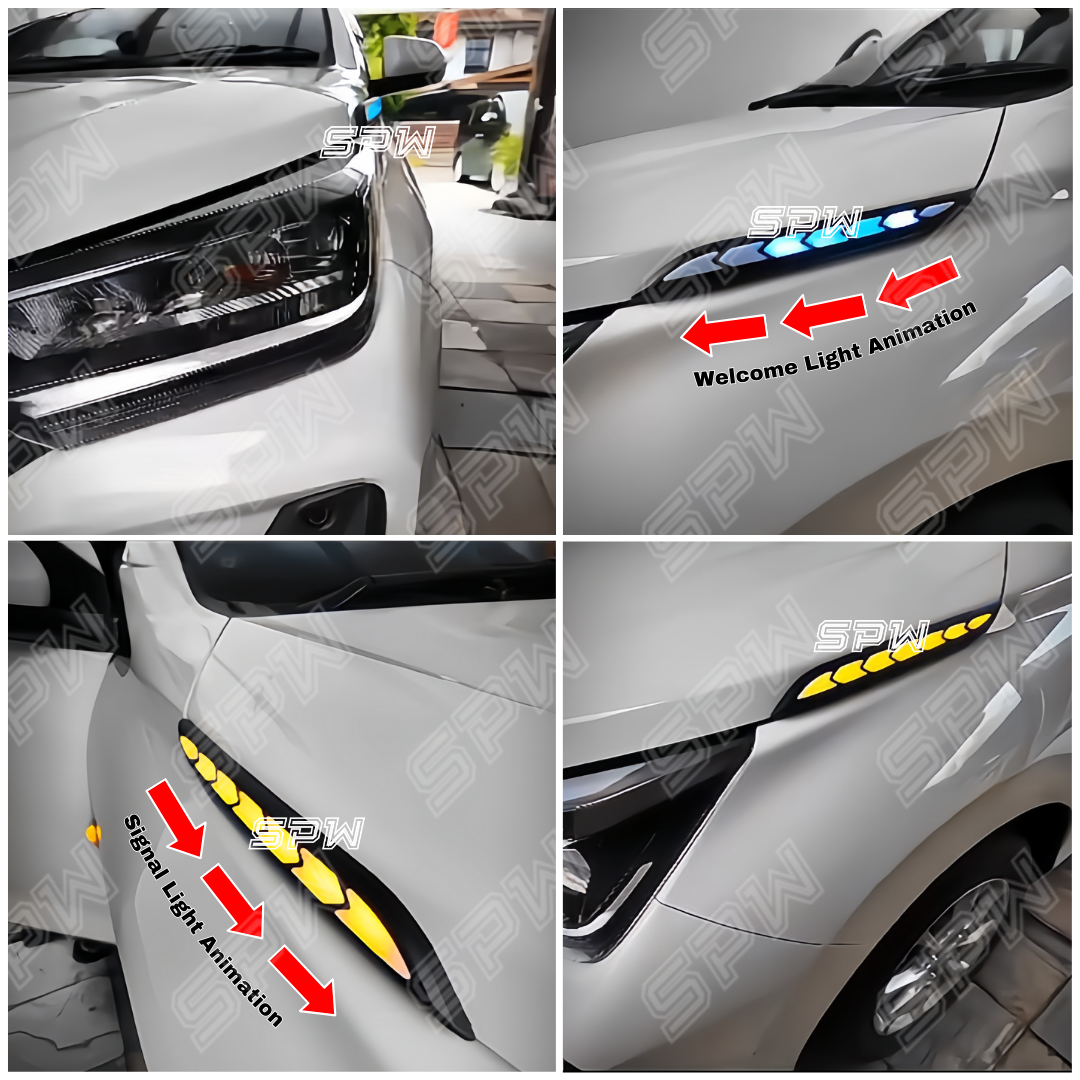 Universal Fender / Hood / Bonnet LED Light (31cm / 46cm) Sequential Signal Lamp Welcome Perodua ...