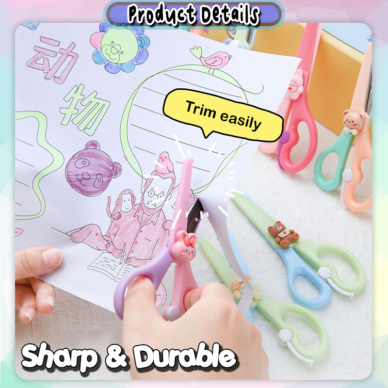 [Happy Kids] Round Edge Cute Scissors School Scissors Craft Plastic ...