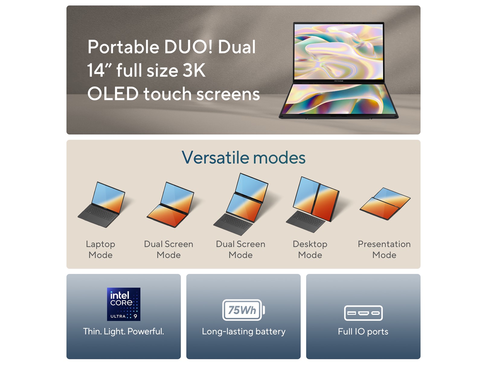 ASUS ZENBOOK DUO OLED (2024) UX8406M-APZ042WS (Intel® Core™ Ultra 9 ...