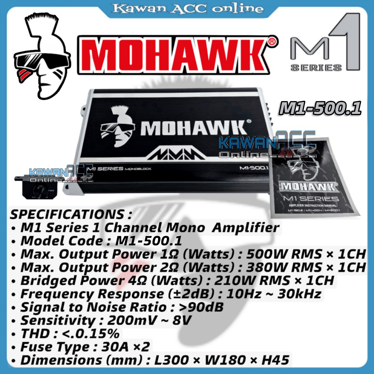 MOHAWK Monoblock Car MONO Amplifier M1-500.1/MS-500.1 Car Power Amp ...