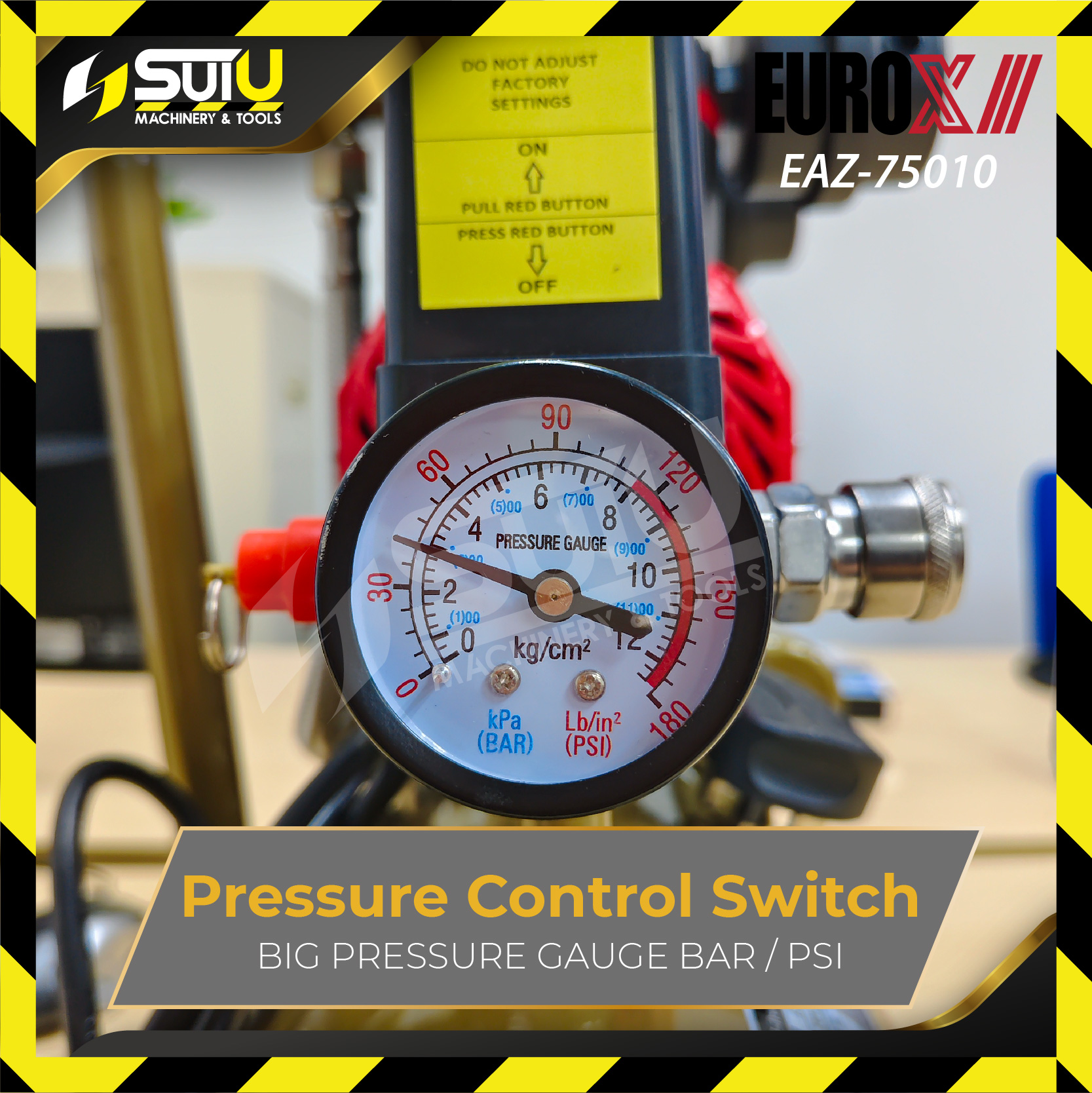 [NEW ARRIVAL] EUROX EAZ-75010 / EAZ75010 1.5HP 8Bar 10L Air Compressor / Kompressor 2850RPM ...