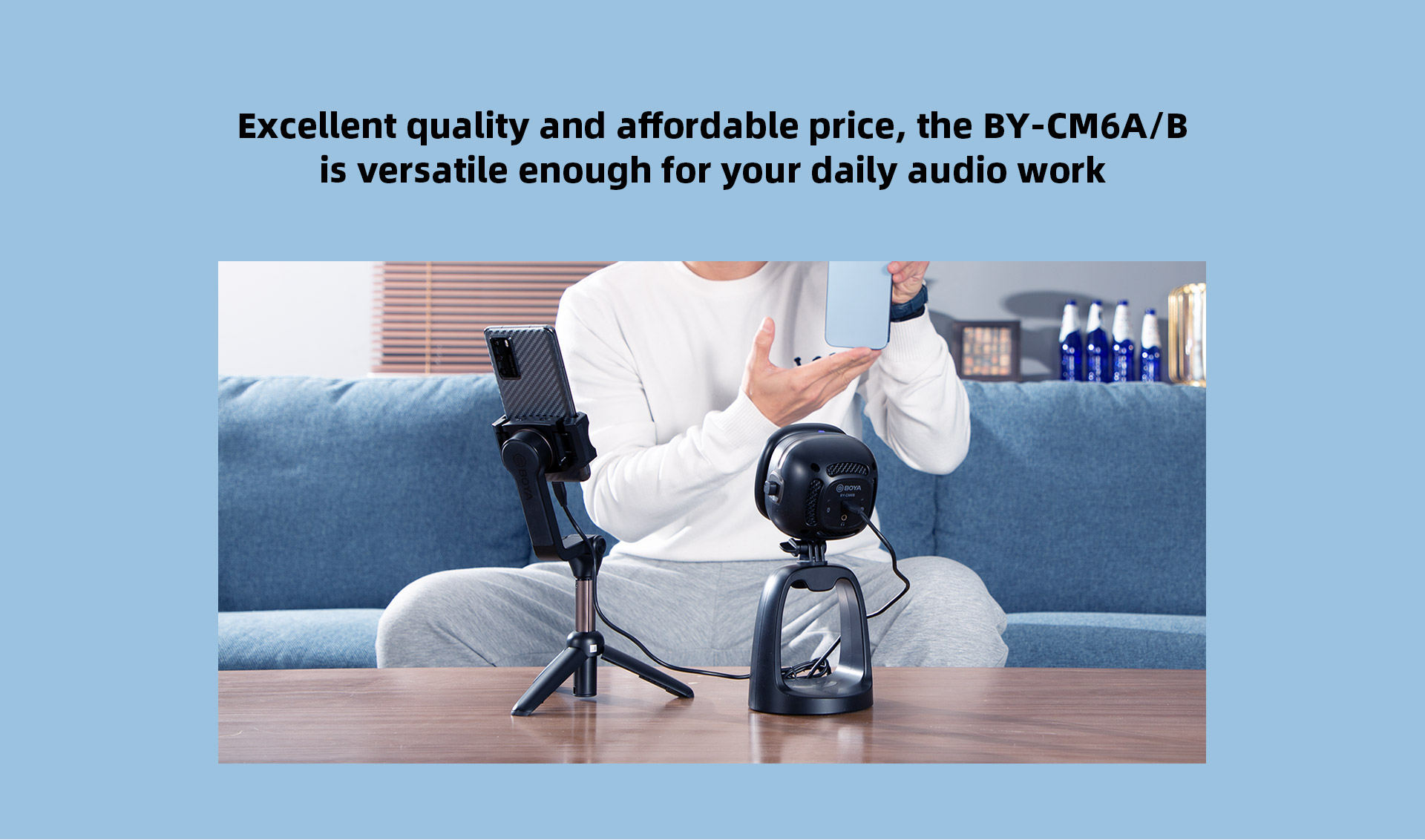 BOYA All in One Webcam BY-CM6A/CM6B with 1080P/4K Resolution, LED Ring ...