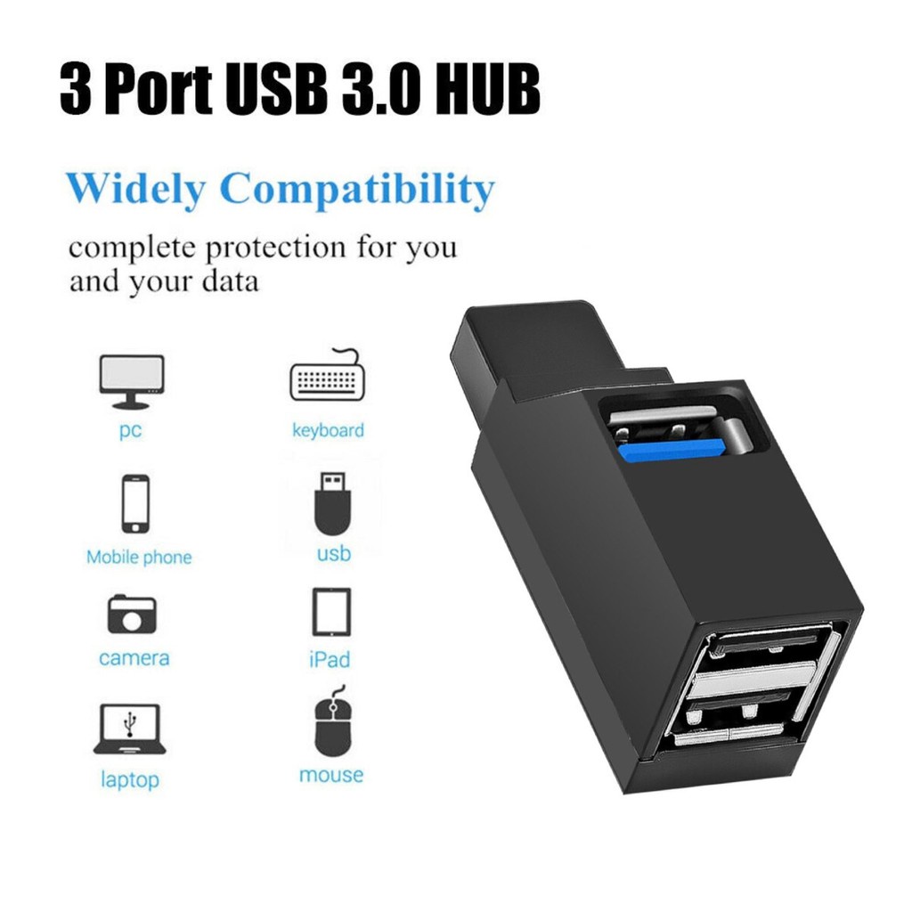 USB Hub 3.0 Mini 3 Ports Super Speed 5Gbps Portable Splitter USB 3.0 ...