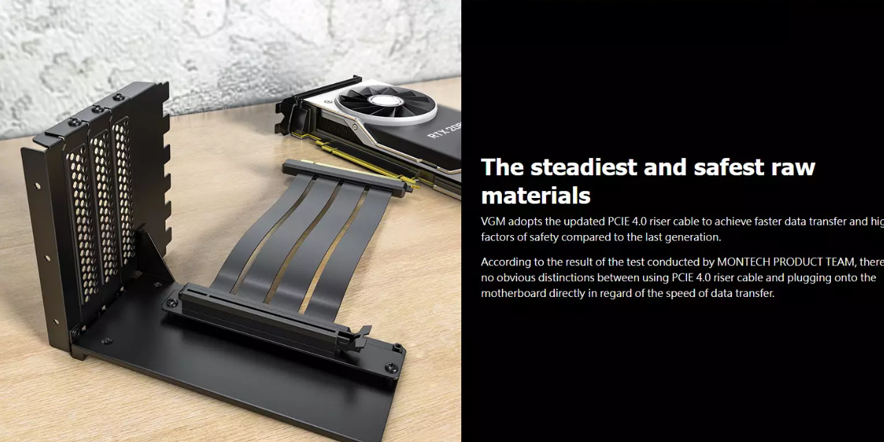 Montech VGM Vertical PCIE 4.0 Riser Cable Mounting Kit - Black/White ...