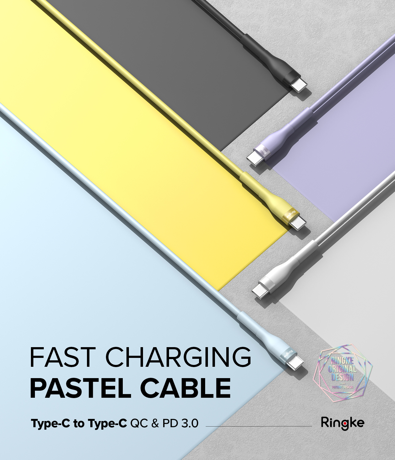 RINGKE® FAST CHARGING PASTEL CABLE USB-C to Type C Cable Stylish ...