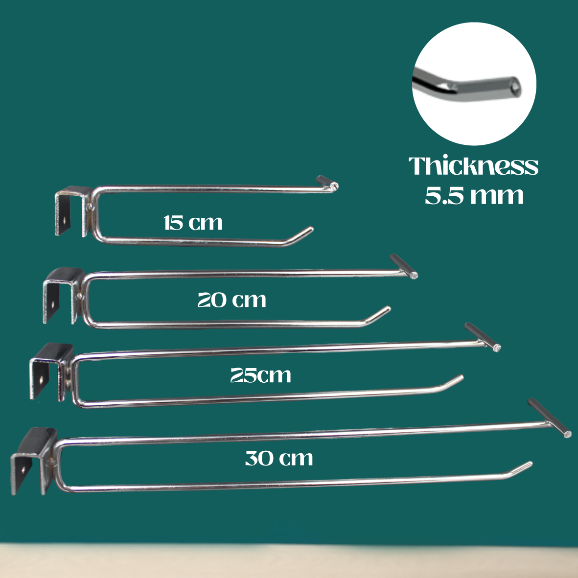 JME [Ready Stock] Double Square Bar 6mm Hook Chrome Wire With Price Tag ...