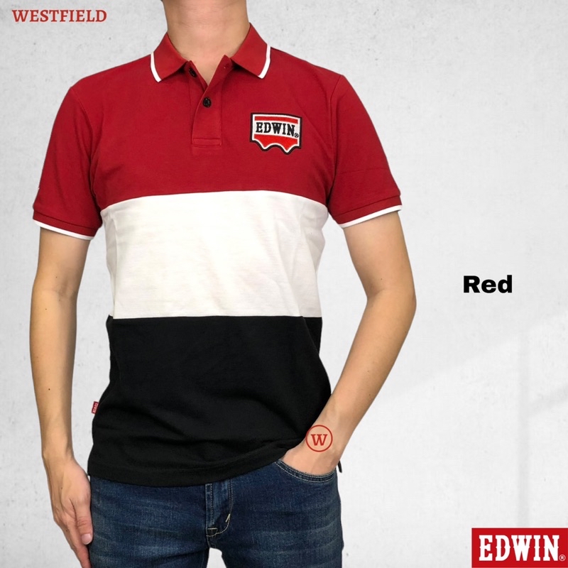 🔥New Arrivals🔥 EDWIN® Men’s Signature Logo Embroidery Polo Collar T-Shirt ( 7482 1905 ) | Shopee ...