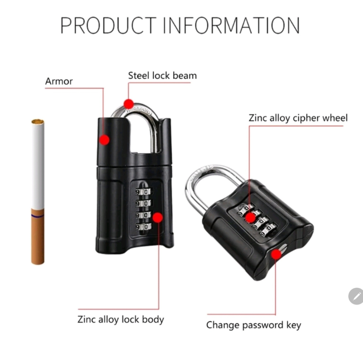 4 Digit Code Combination Padlock / Anti-Theft Lock / Kunci Mangga ...