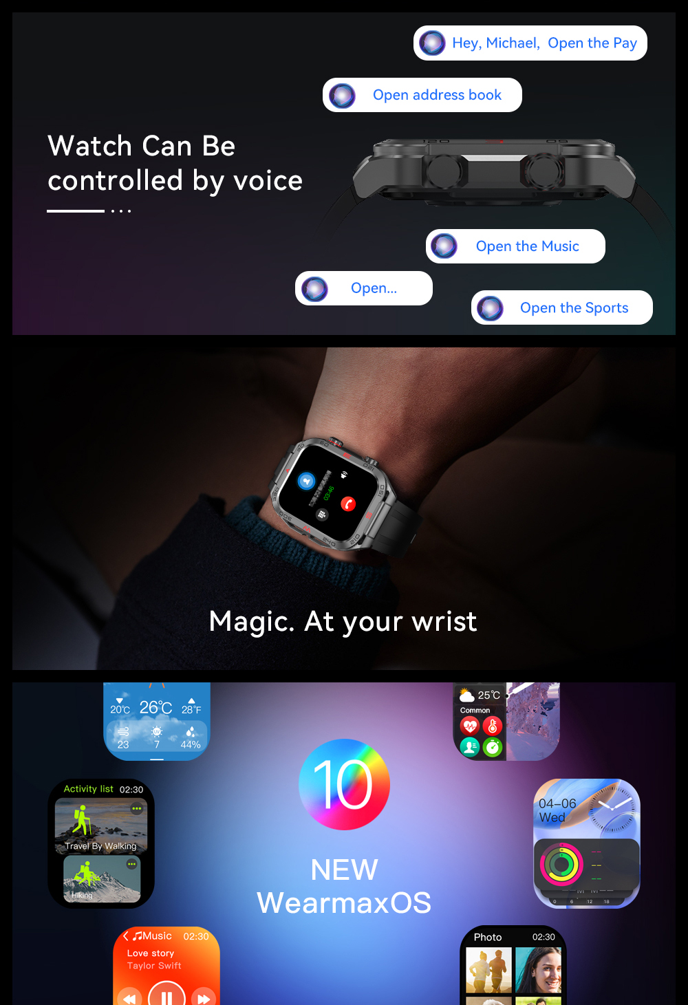 Maxwear Smart Watch GT6 PRO 2.05inch Bluetooth Call GPS IP68 Waterproof ...