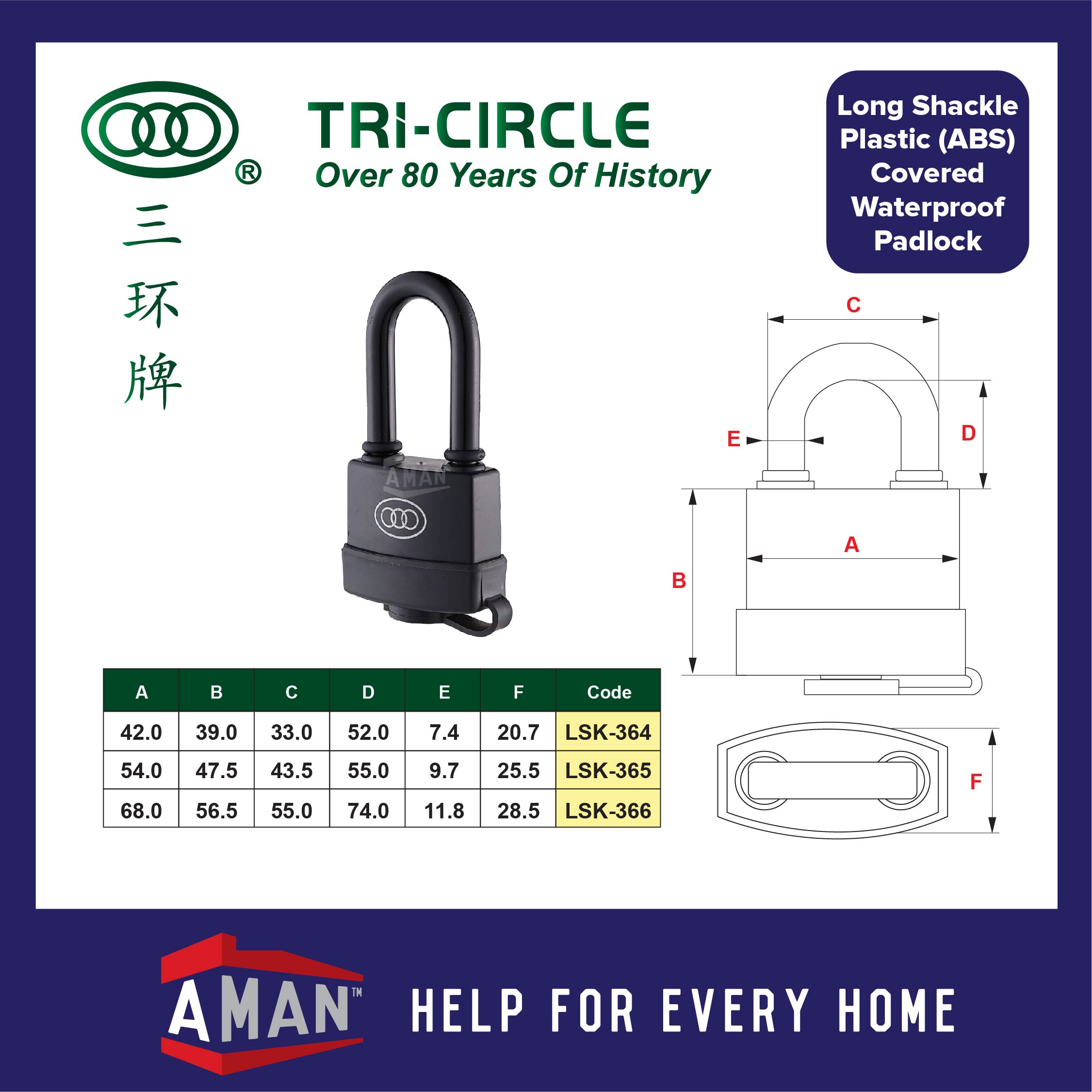 TRI-CIRCLE Heavy Duty Weatherproof Padlock Weather Resistant Padlock ...