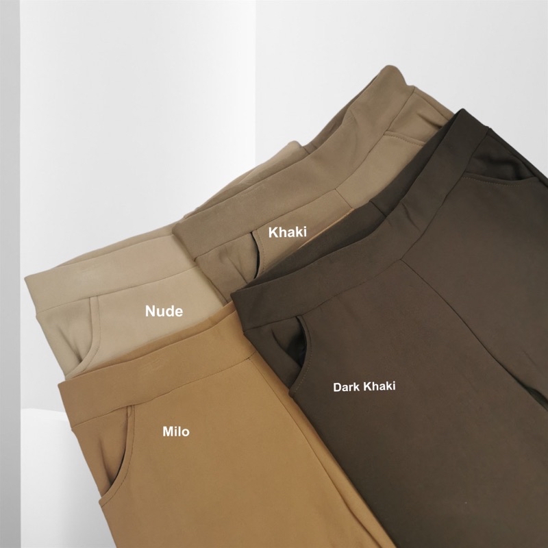 Seluar Wanita Straight Cut Palazzo Slack Pant With Pocket - Straight ...
