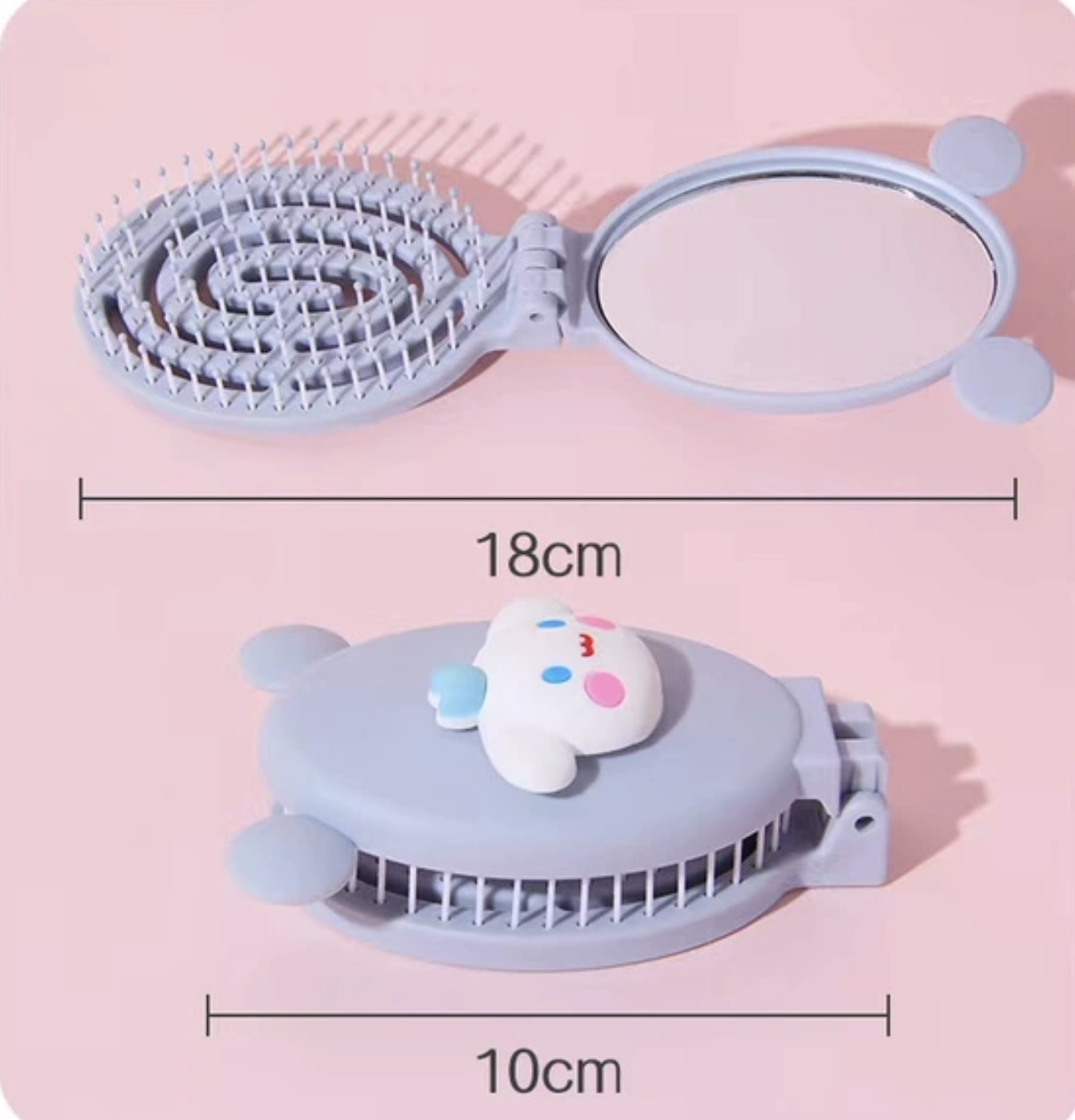 Kids Mini Round Hair Comb with mirror Mini Hair Brushes Folding Travel ...