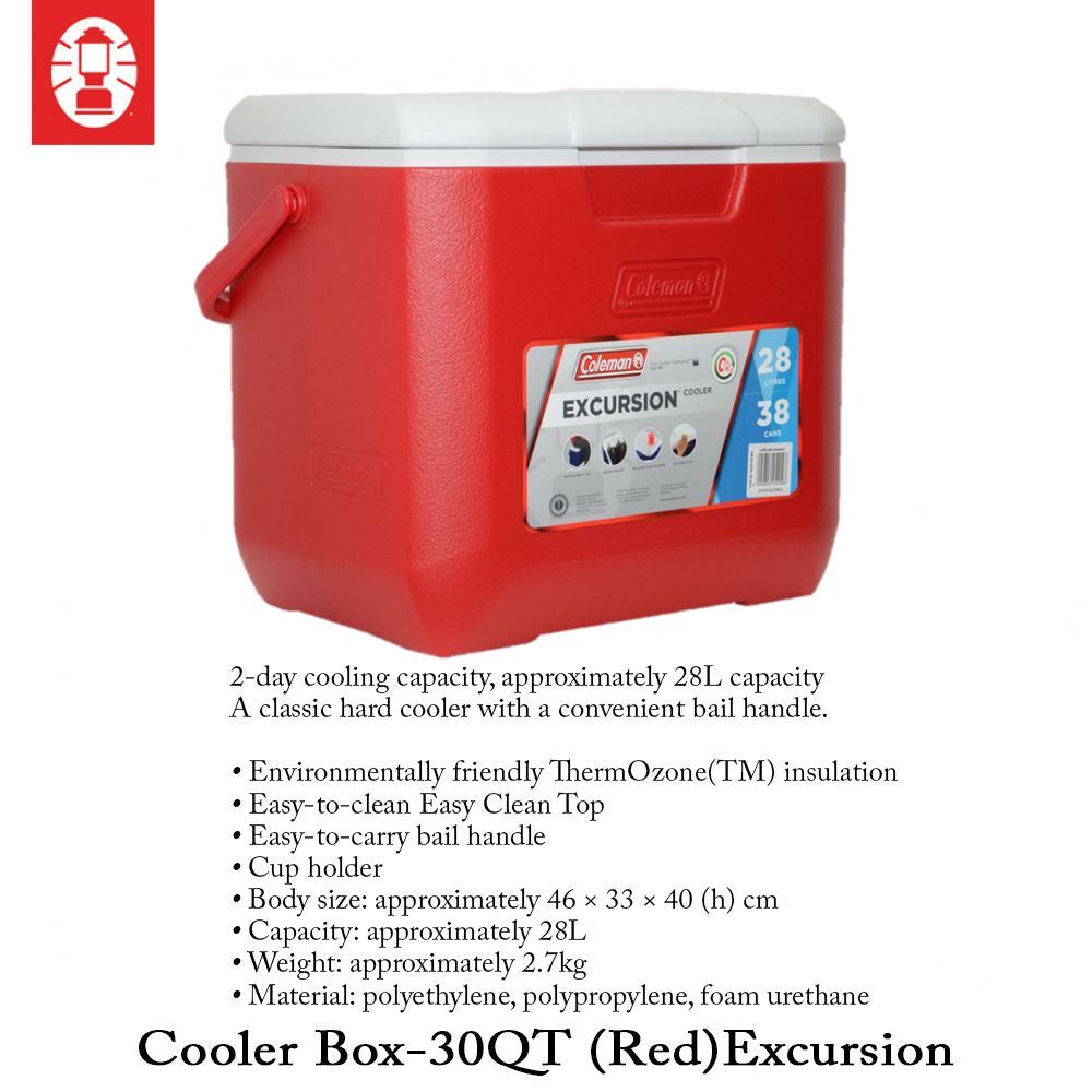 [28 LITRES] Coleman Cooler Box-30QT Red Excursion Tahan Sejuk Ice ...