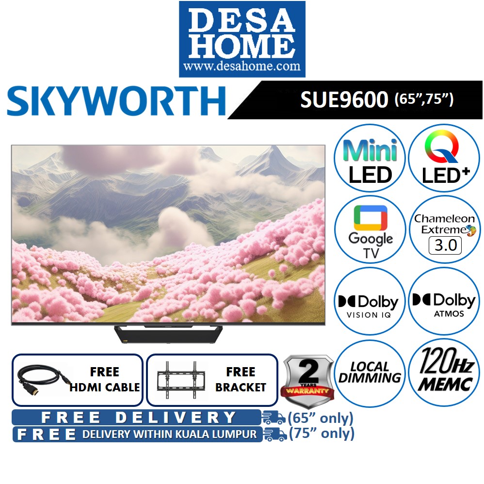 [F.O.C Shipping & Gifts] Skyworth SUE9600 4K Mini Led Google TV [65" 75"] 65SUE9600 / 75SUE9600 ...